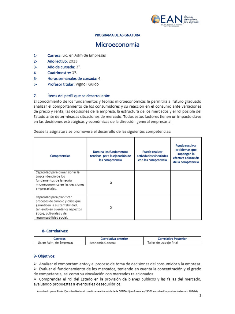 Programa de Microecon | PDF