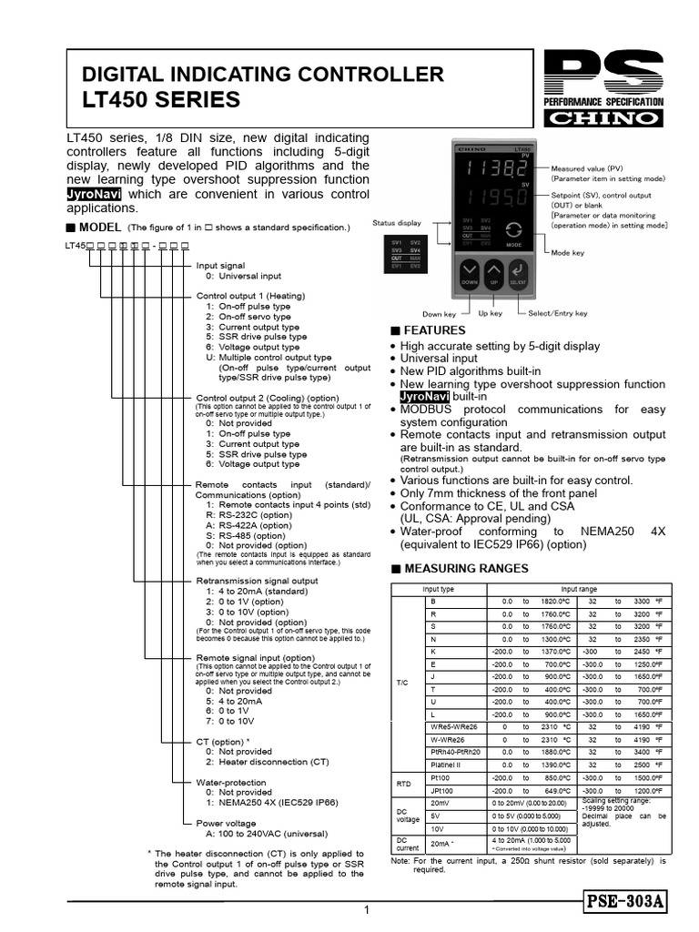 LT450 Pse-303a | PDF | Electrical Resistance And Conductance | Thermocouple