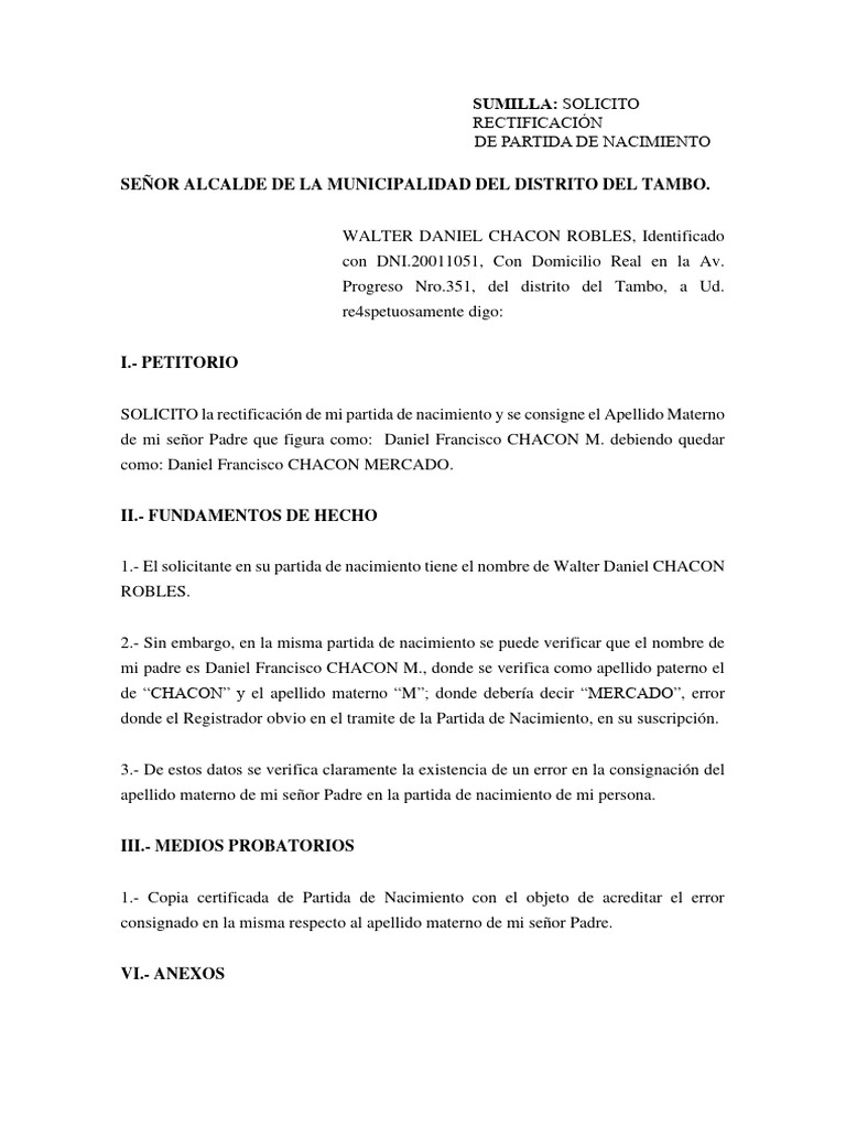 Rectificacion de Partida 2 | PDF