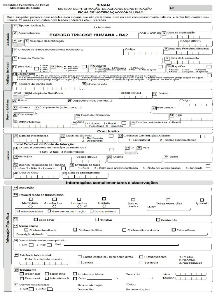 Ficha Esporotricose | PDF