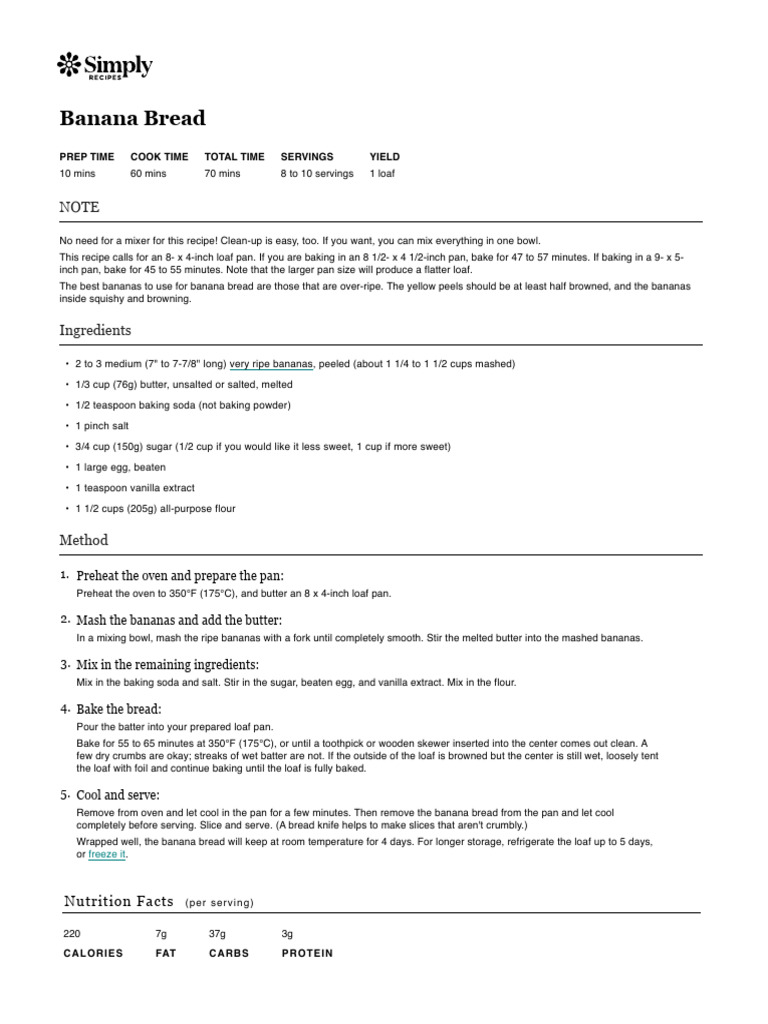 Banana Bread Recipe | PDF