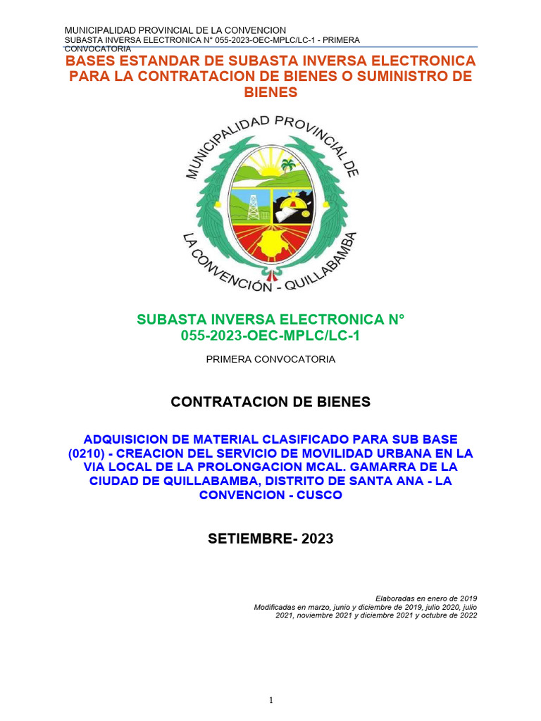 Bases Estandar de Subasta Inversa Electronica para La Contratacion de Bienes O Suministro de ...