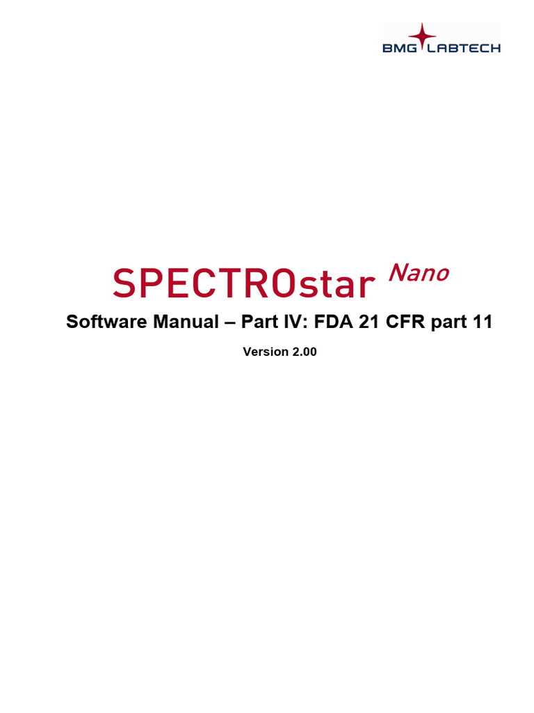 Software Manual SPECTROstar Nano 2.00 Part IV | PDF | Password | Key ...