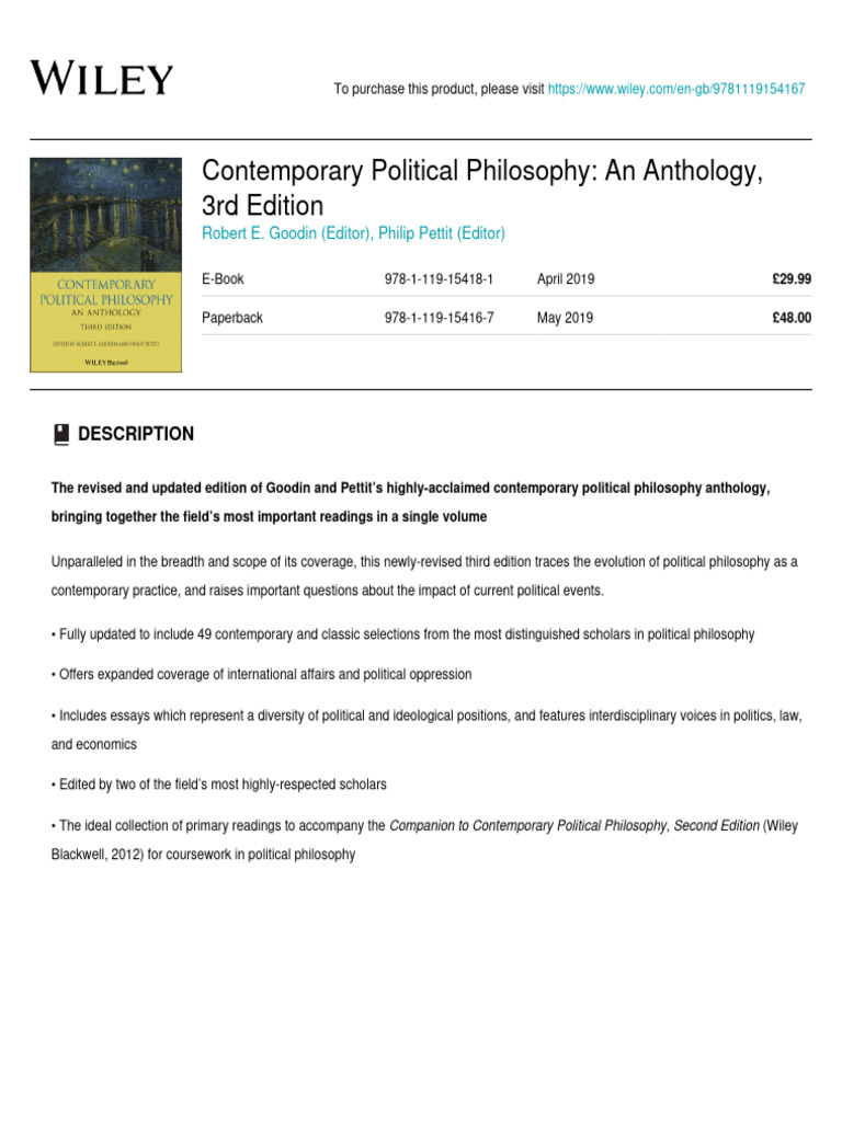 Wiley - Contemporary Political Philosophy - An Anthology, 3rd Edition ...
