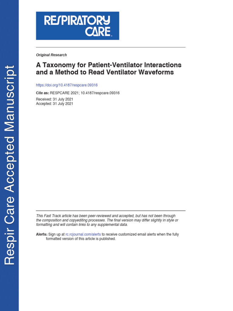 A Taxonomy for Patient-Ventilator Interactions | PDF