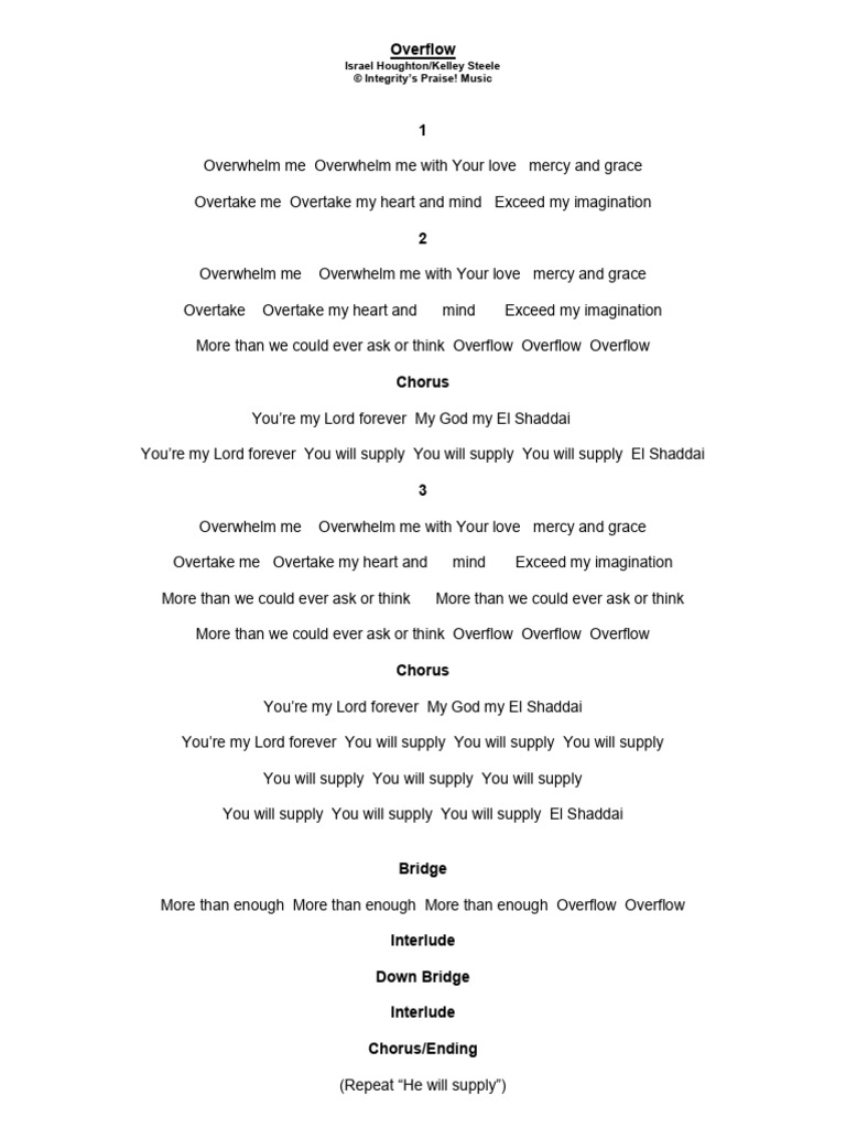 Lyrics - Overflow | PDF
