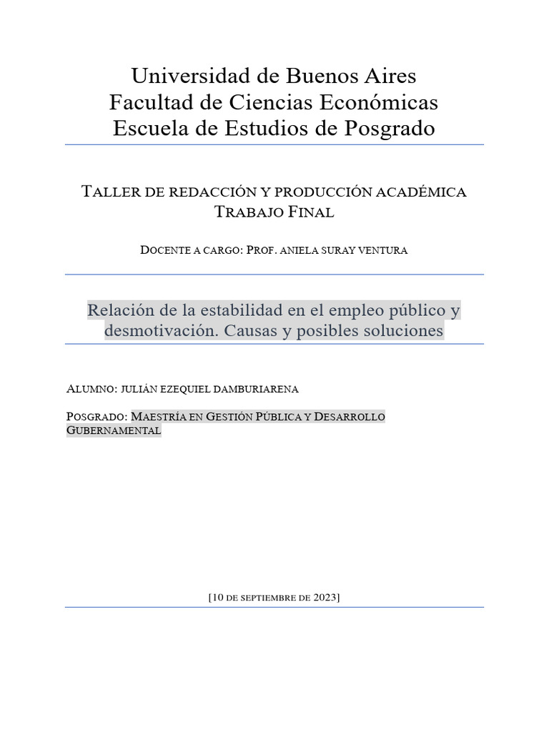 TP Final | PDF | Motivación | Motivacional