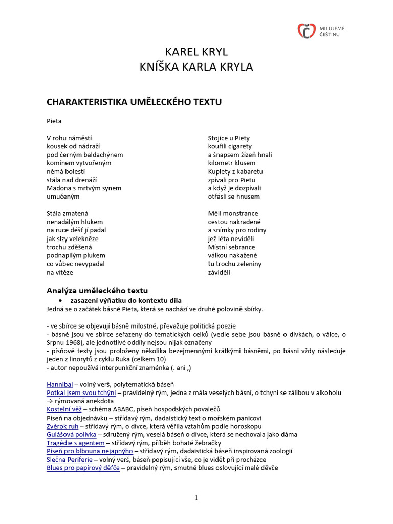 Karel Kryl Kniska Karla Kryla | PDF