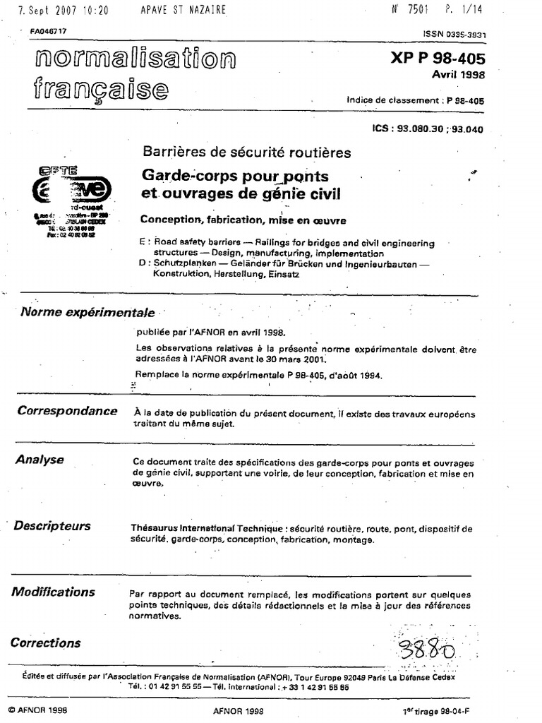 Garde Corps - XP P 98 405 | PDF