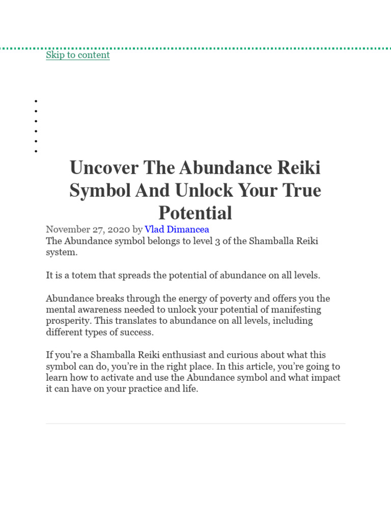 Abundance Symbol | PDF | Mind | Reiki