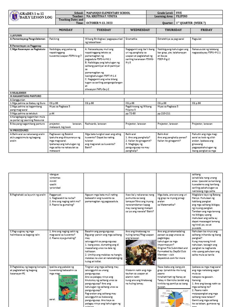 DLL Filipino 5 q1 w7 | PDF