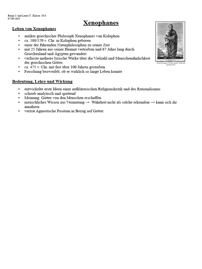 Xenophanes Handout | PDF