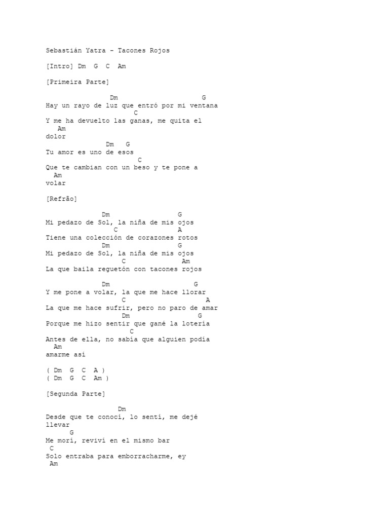 Sebastián Yatra - Tacones Rojos | PDF