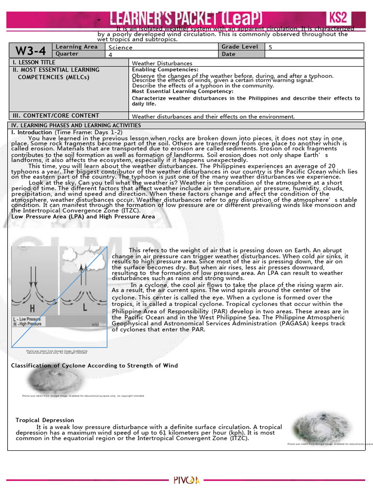 Q4 Science 5 Weeks3 4 | PDF | Tropical Cyclones | Weather