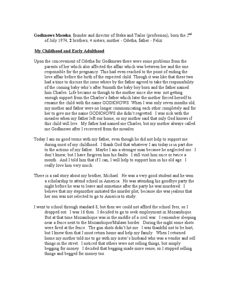 Godknows Maseko: Life and Resilience | PDF | Prison | Wellness