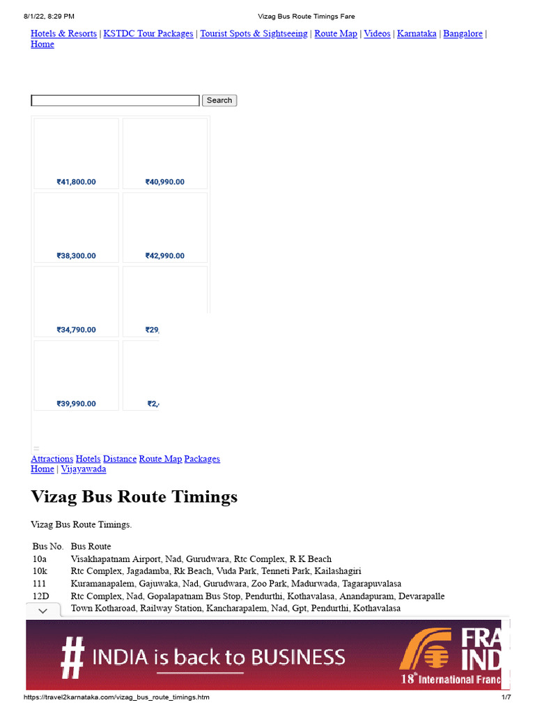 Vizag City Bus Timings Overview | PDF | Bangalore | Public Transport