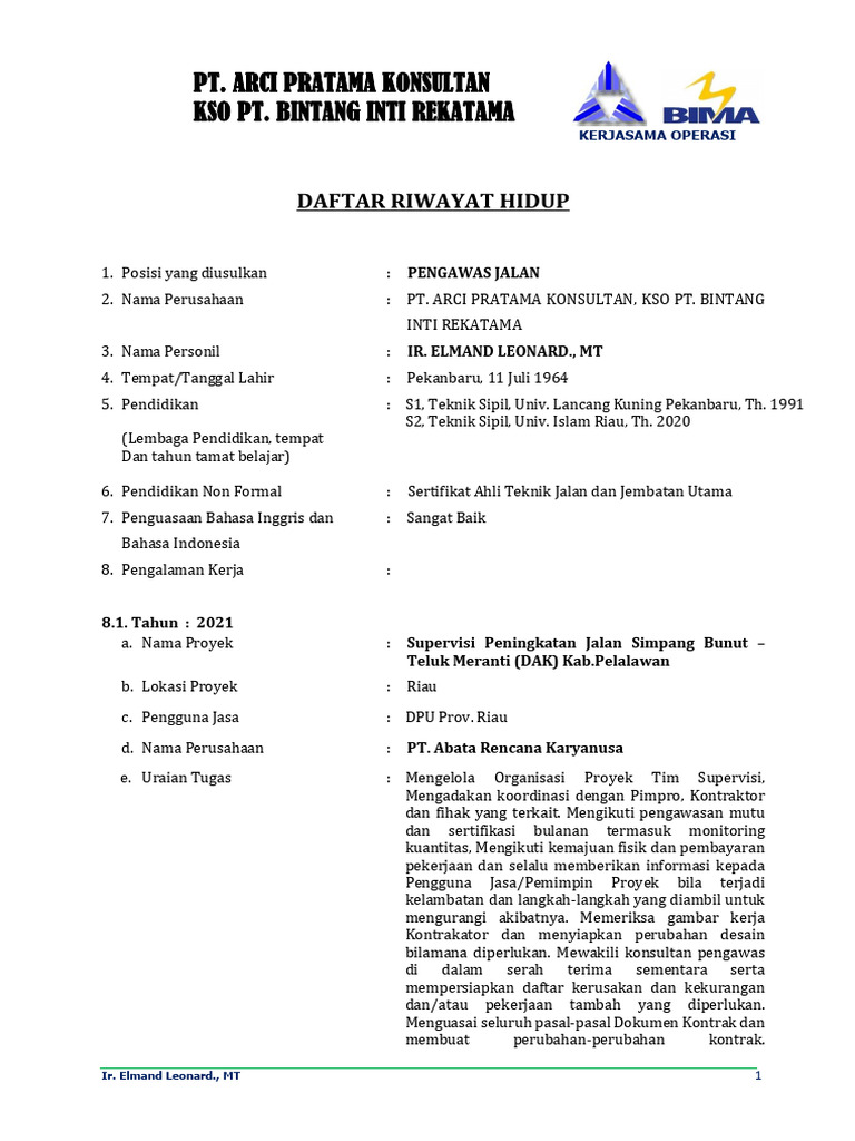 Profil Ir. Elmand Leonard, MT | PDF | Teknologi & Rekayasa