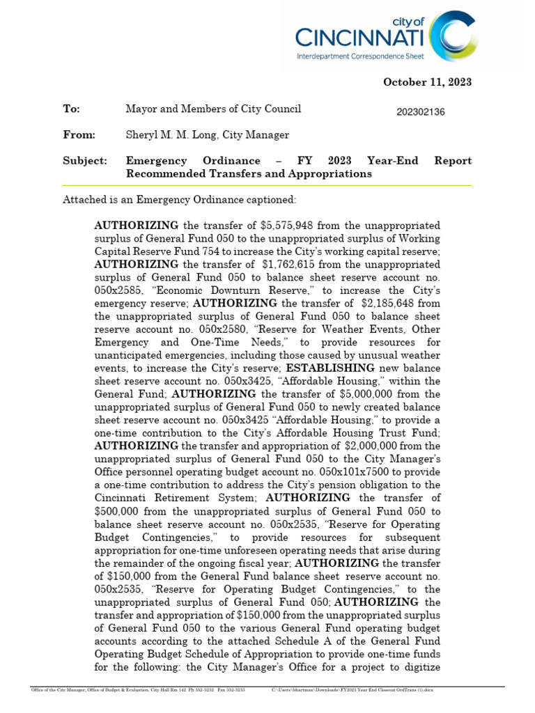 2023 Carryover Budget - Administration Recommendations | PDF | Fund ...