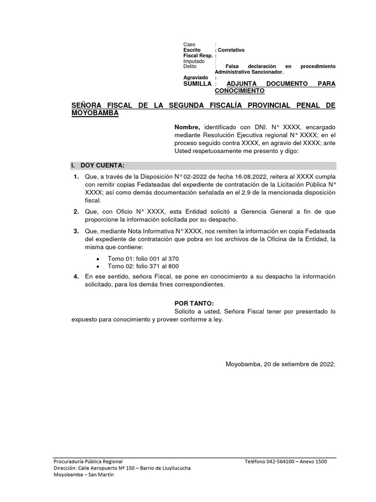 Escrito de Dar Cuenta - 5 | PDF