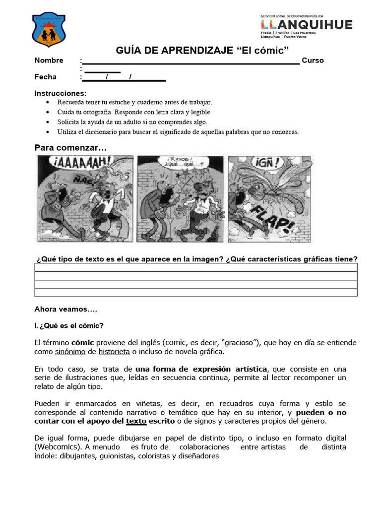 Guia Lenguaje 7° y 8° Comic | PDF | Cómics | Comunicación humana