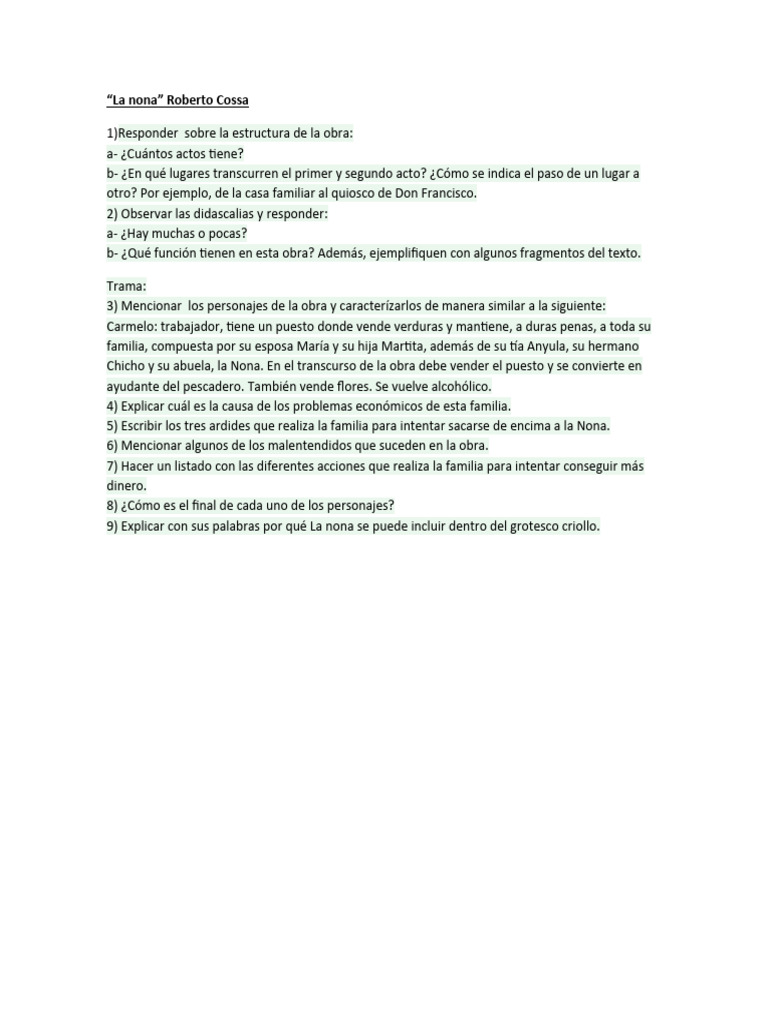 La Nona Roberto Cossa | PDF