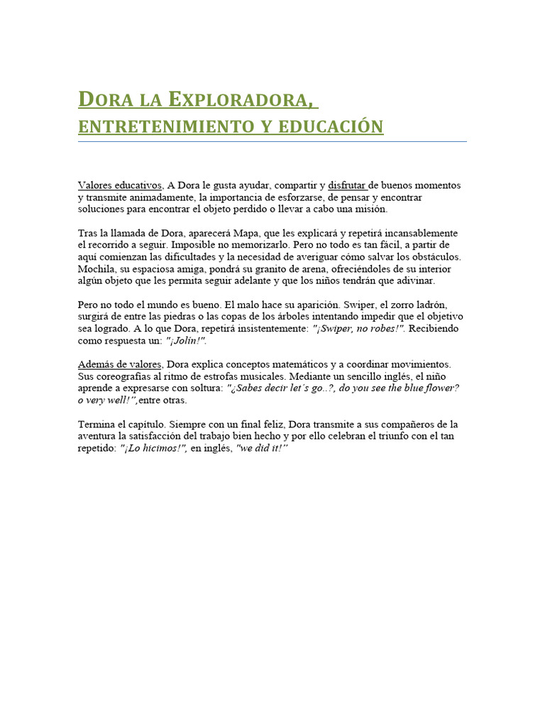 Dora la Exploradora | PDF