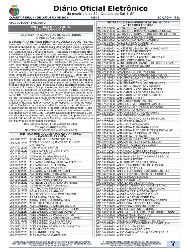 Diario Oficial Eletronico 11102023 | PDF | Brasil | Governo e personalidade