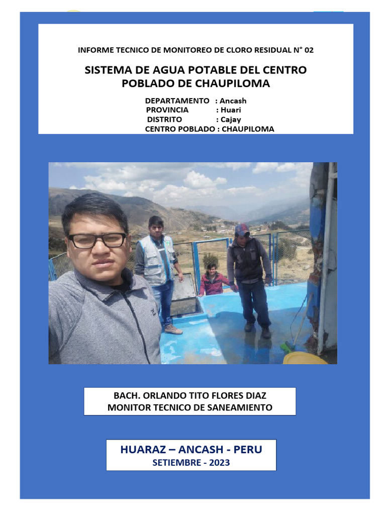 Informe Tec. Mensual - Chaupiloma | PDF | Saneamiento | Agua