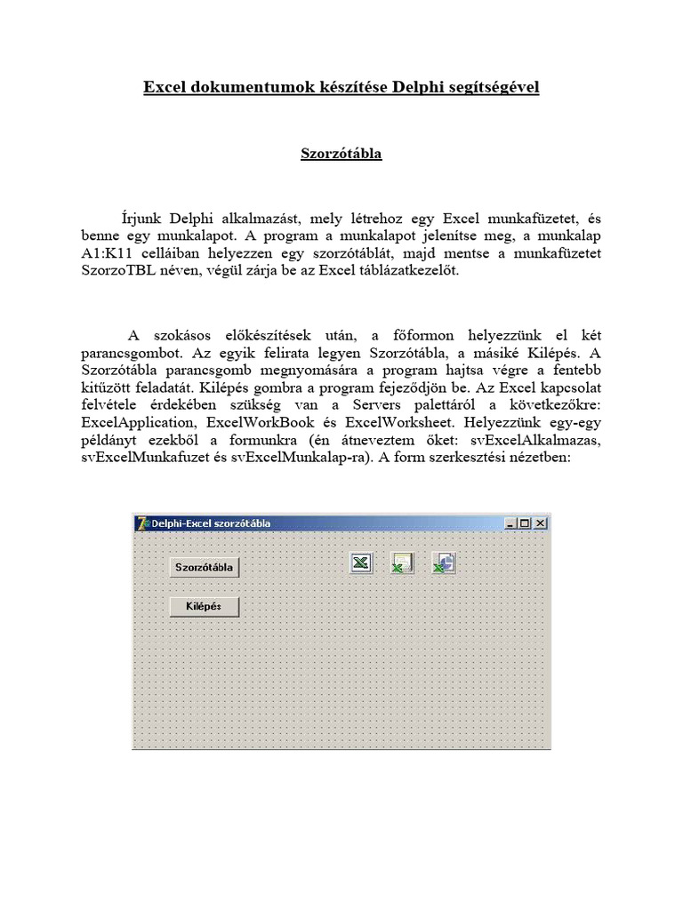 Excel Dokumentumok Készítése Delphi Segítségével | PDF