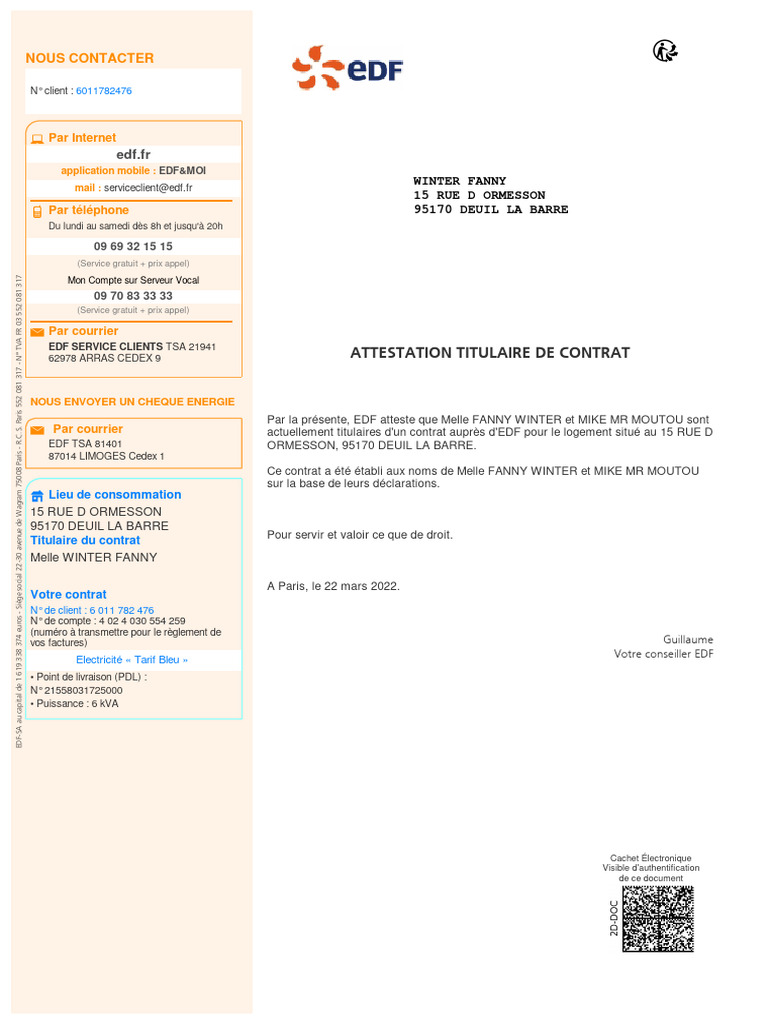 Justificatif de Domicile EDF | PDF