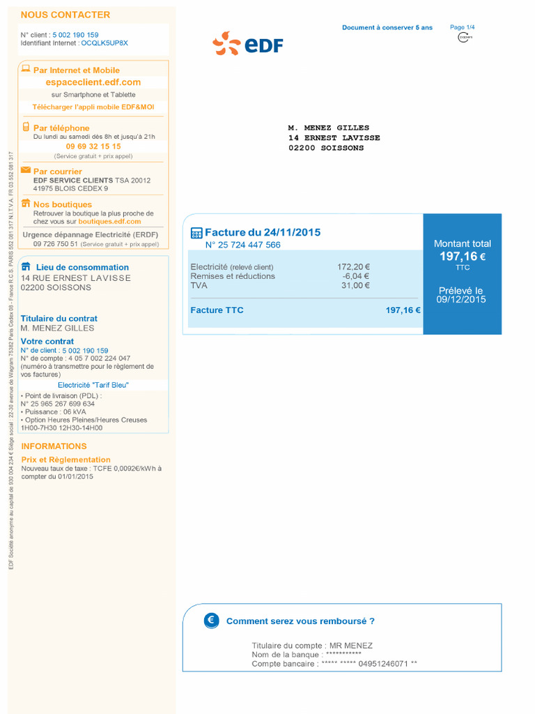 Edf Facturation | PDF