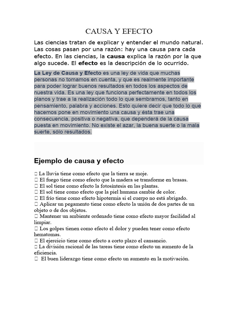 CAUSA Y EFECTO | PDF | Analogía