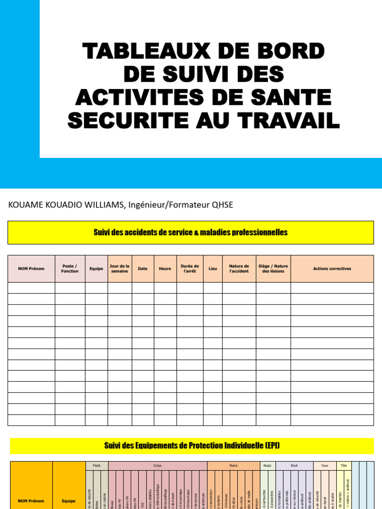 Tb de Suivi Des Activites de Sante Securite Au Travail_sst | PDF