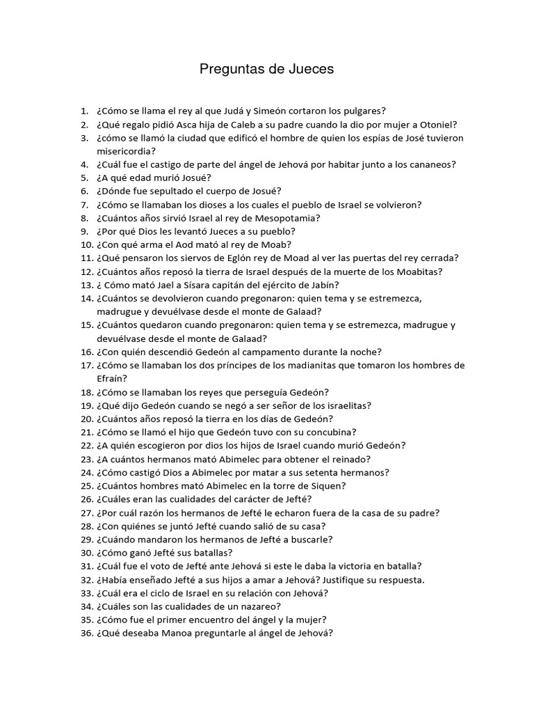 Preguntas de Jueces | PDF | Sansón | Joshua