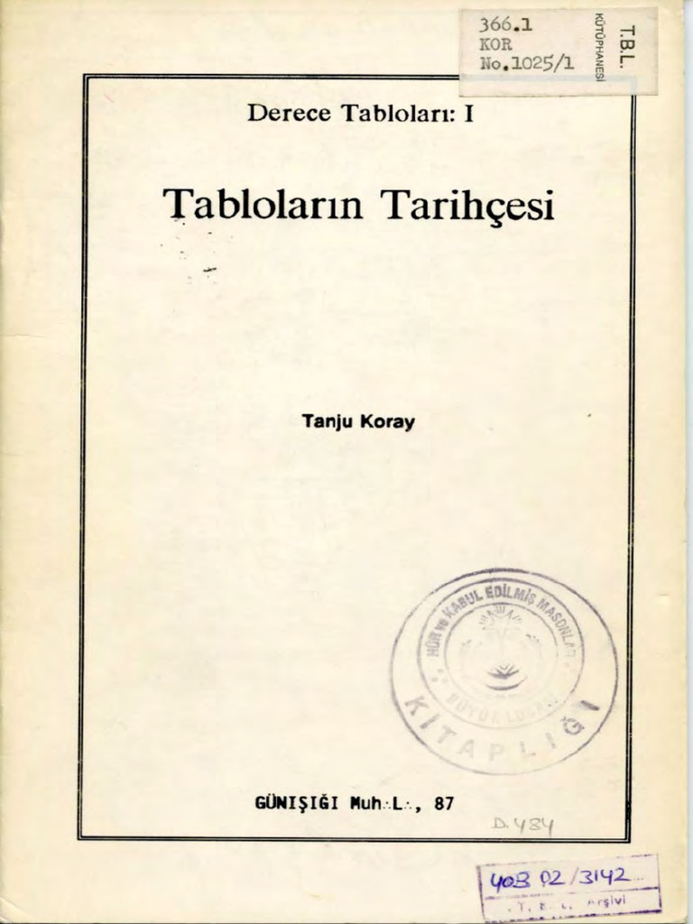 TanjuKoray Tablolar 01 Tarihce | PDF