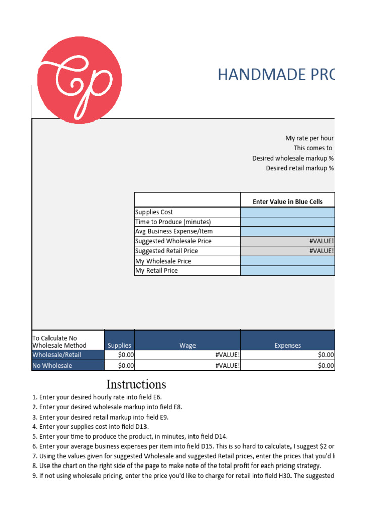 Handmade Product Pricing Calculator v1.3-1 2 | PDF