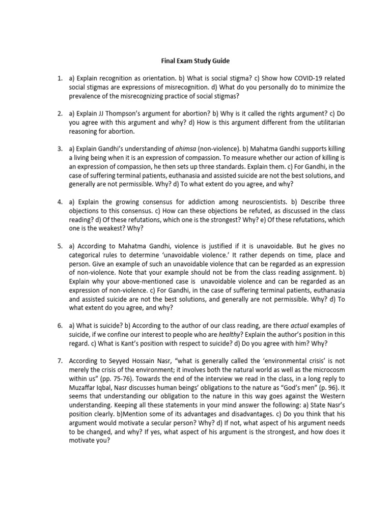 Final Exam Study Guide | PDF