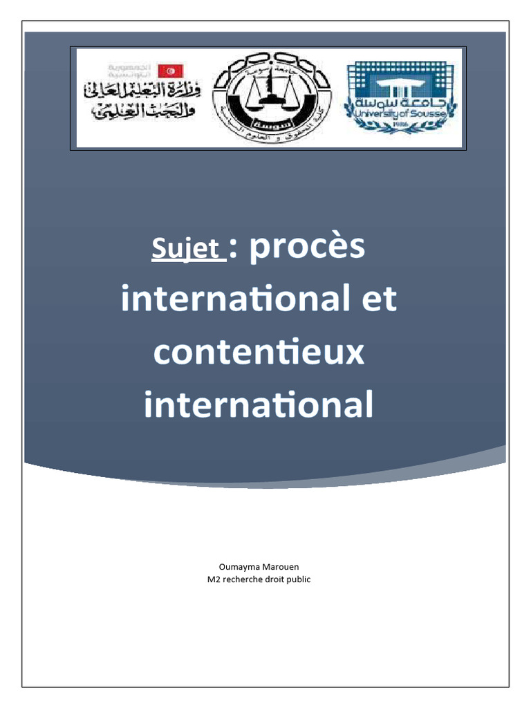 Distinction entre procès et contentieux international | PDF | Droit