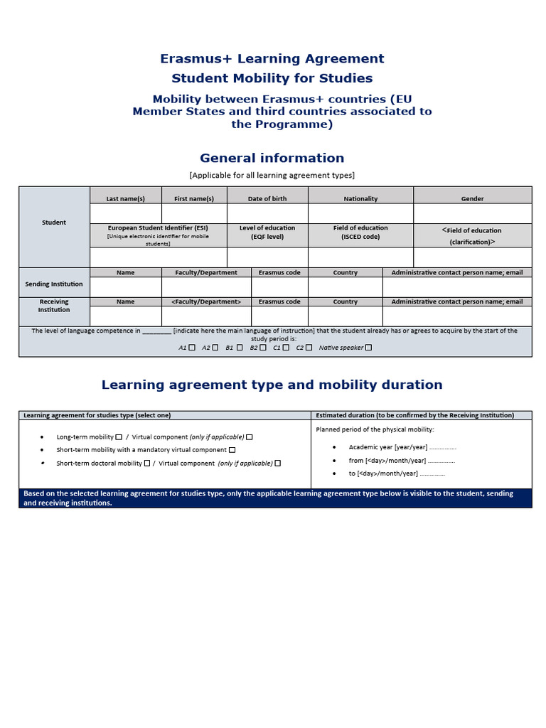 Higher Education Learning Agreement Studies KA131 2023 en | PDF ...