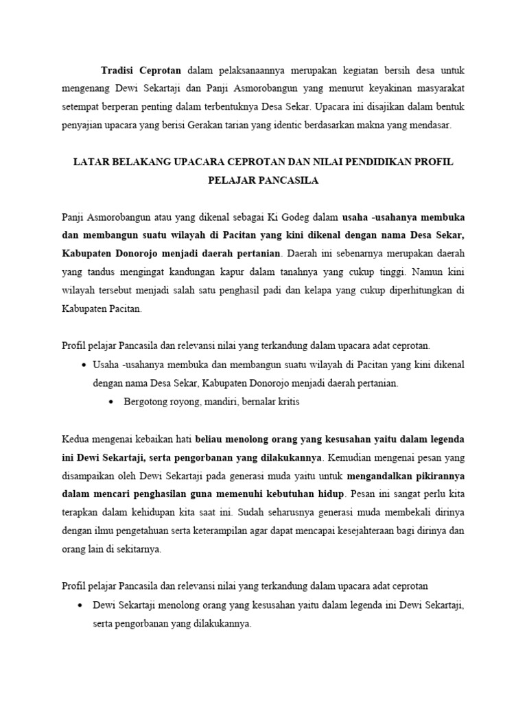 Nilai Pancasila dalam Upacara Ceprotan | PDF | Sains & Matematika