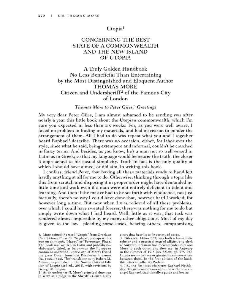 Thomas More. Utopia Book I. | PDF