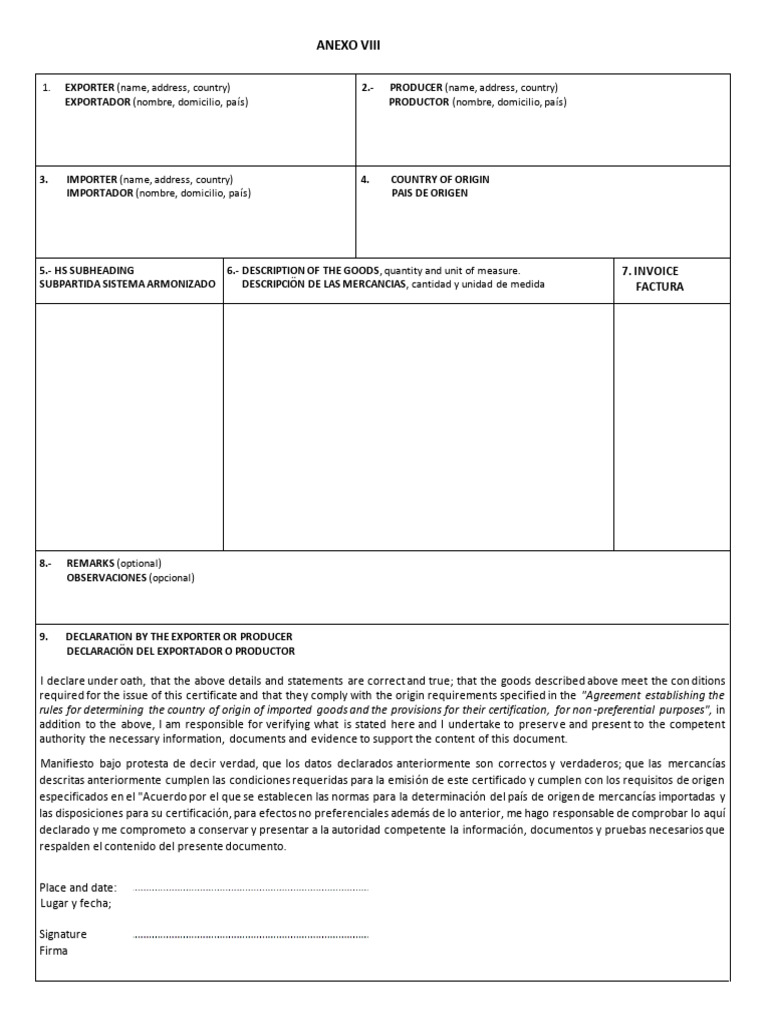 Formato Anexo Viii | PDF