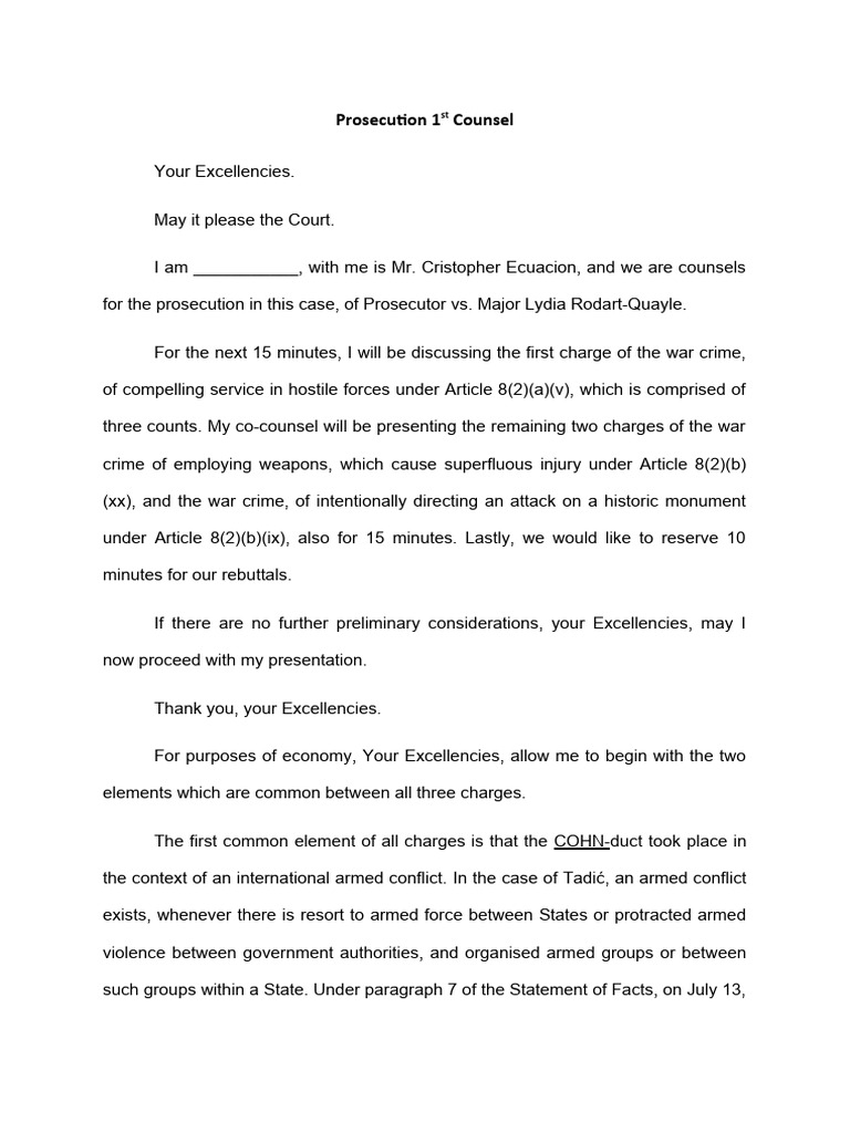 SPEECHES-FOR-PROSECUTION-AND-DEFENSE | PDF | Mens Rea | Land Mine