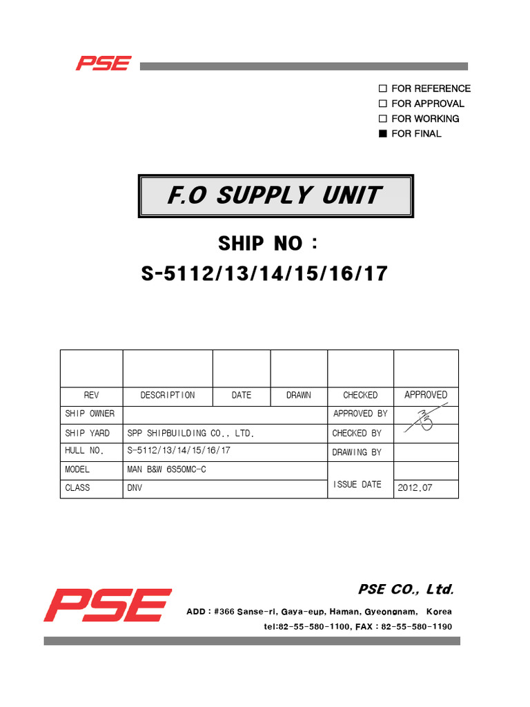 Fuel Oil Supply Unit Specifications | PDF | Valve | Pump