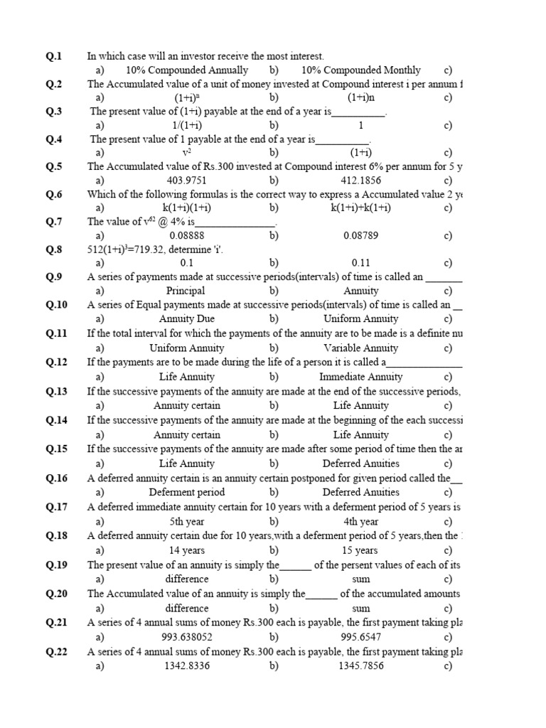 MCQS | PDF | Present Value | Applied Mathematics
