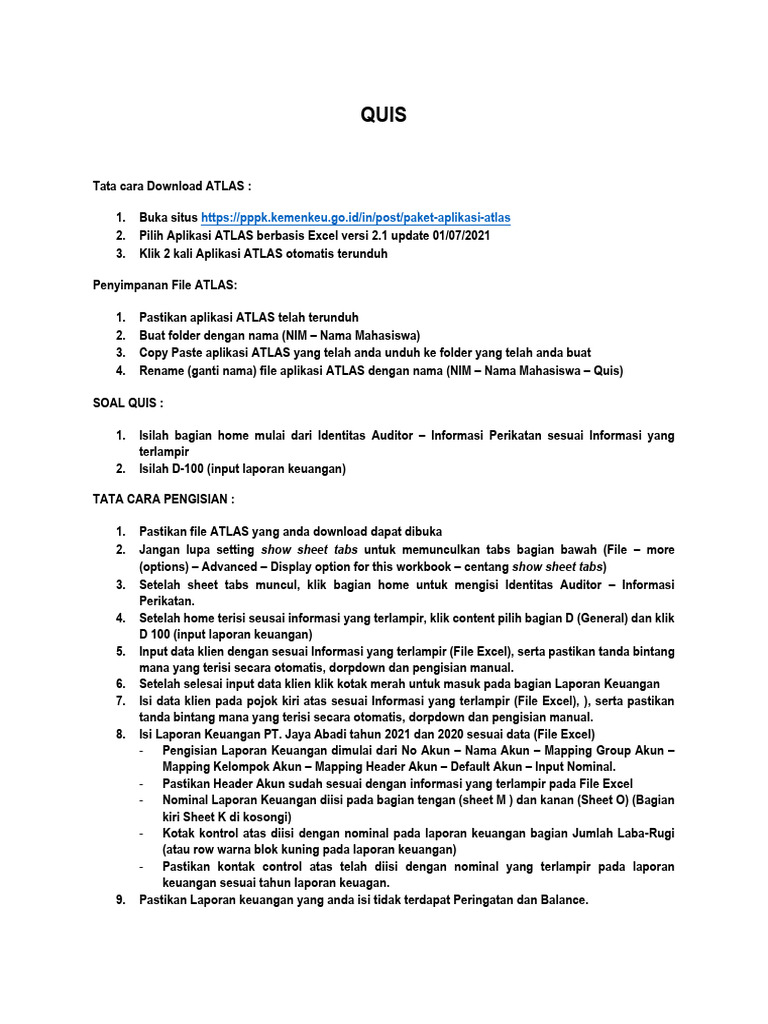 Soal Quis Akter II | PDF