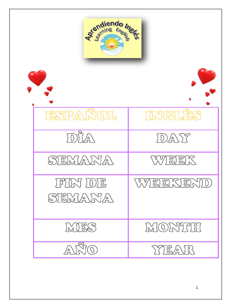 Actividades de inglés: días y meses | PDF