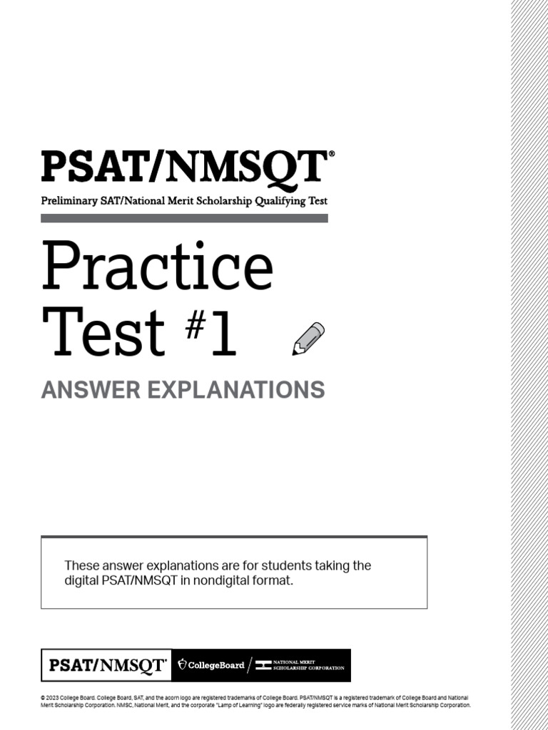 Psat NMSQT Practice Test 1 Answers | PDF | Philosophy | General Fiction