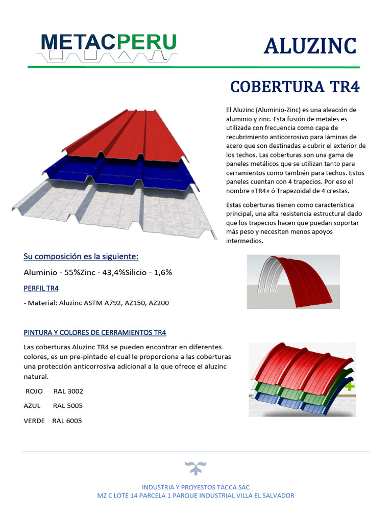 Ficha Tecnica Aluzinc | PDF | Revestimiento | Aluminio