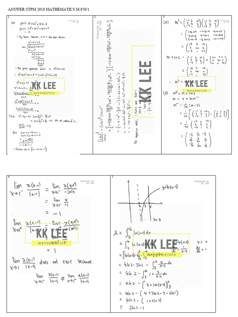 Answer STPM 2018 Mathematics M 950 | PDF